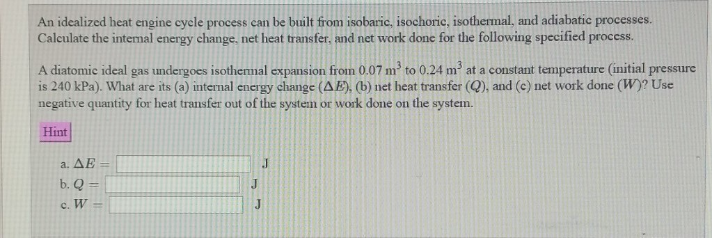 Solved An idealized heat engine cycle process can be built | Chegg.com