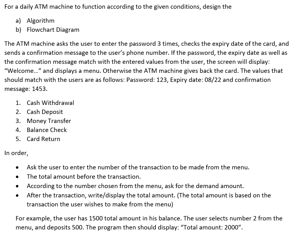 Solved For a daily ATM machine to function according to the | Chegg.com
