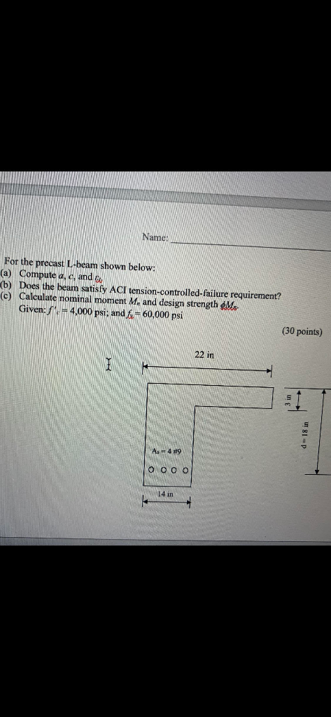 Solved Nam For the precast L-beam shown below: (a) Computea, | Chegg.com