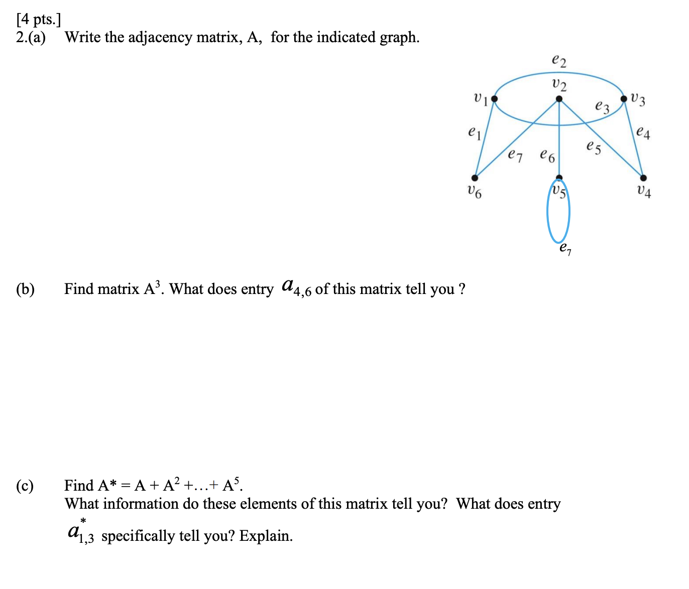 Solved 2.(a) ﻿Write the adjacency matrix, A, ﻿for the | Chegg.com