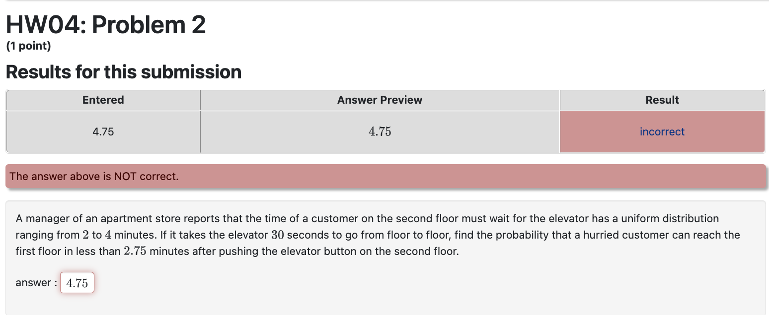 Solved HW04: Problem 2(1 ﻿point)Results for this | Chegg.com