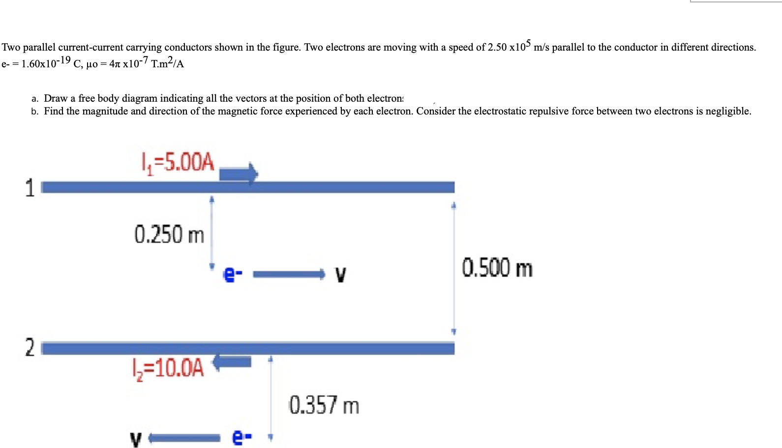 Solved Two parallel current-current carrying conductors | Chegg.com