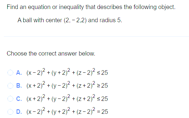 Solved Find an equation or inequality that describes the | Chegg.com
