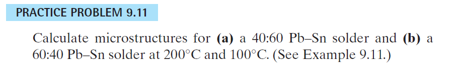 Solved PRACTICE PROBLEM 9.11 Calculate microstructures for | Chegg.com