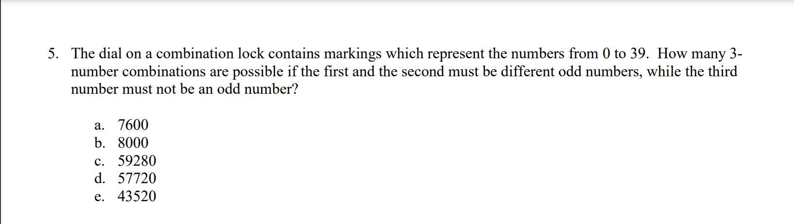 Solved 5. The dial on a combination lock contains markings | Chegg.com