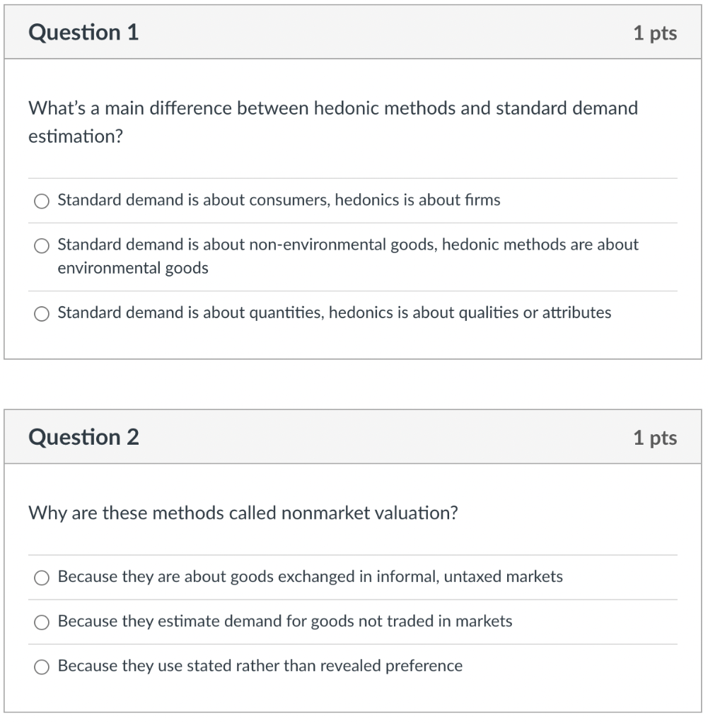 Solved What's a main difference between hedonic methods and | Chegg.com