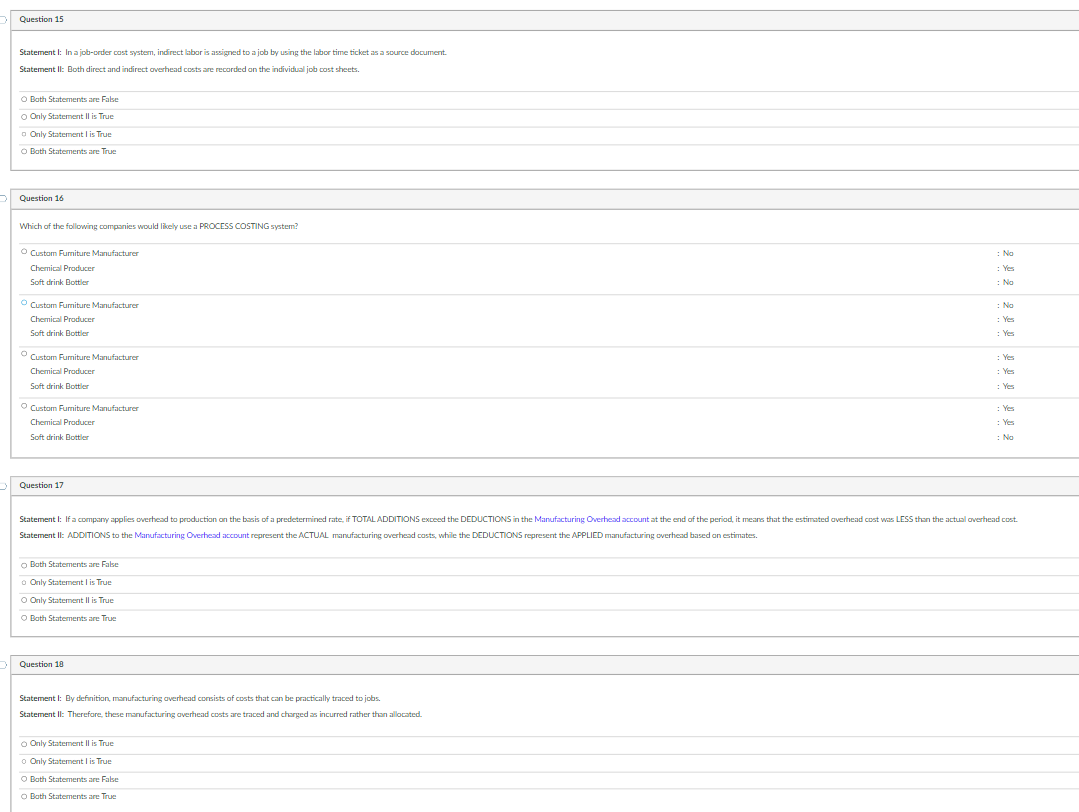 Solved Statement I: In a job-order cast system, indirect | Chegg.com