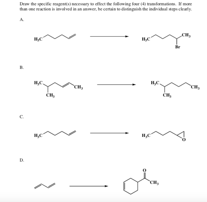 Solved Draw the specific reagent(s) necessary to effect the | Chegg.com