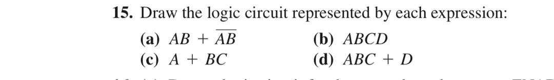 Solved 15. Draw the logic circuit represented by each | Chegg.com