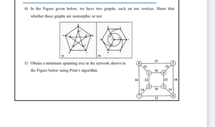 Solved 4) ﻿In the Figure given below, we have two graphs, | Chegg.com