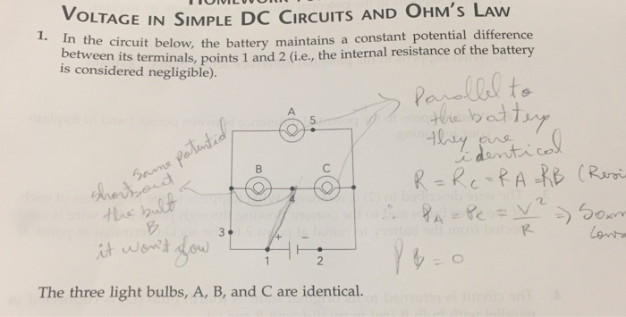 Solved VOLTAGE IN SIMPLE DC CIRCUITS AND OHM's LAw betw is | Chegg.com