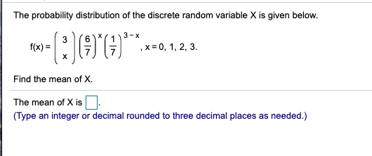 Solved The probability distribution of the discrete random | Chegg.com
