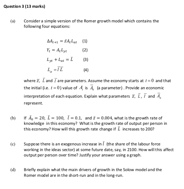 Solved Question 3 (13 marks) Consider a simple version of | Chegg.com