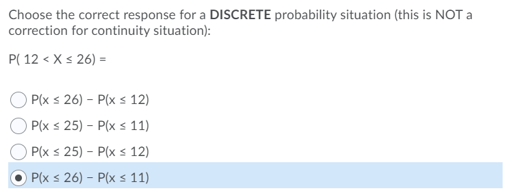Solved Choose the correct response for a DISCRETE | Chegg.com