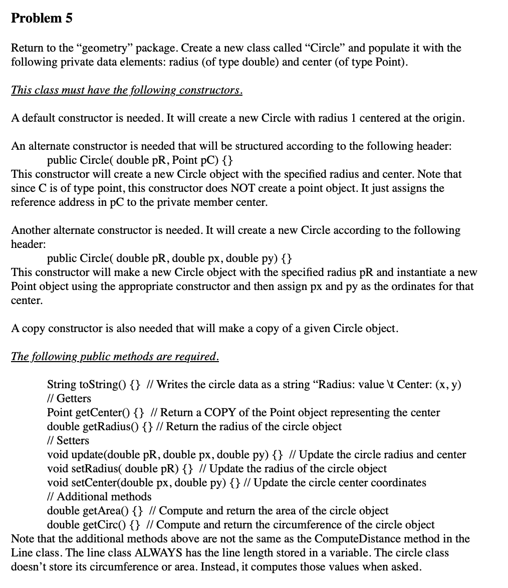 Solved Problem 5 Return to the "geometry" package. Create a | Chegg.com