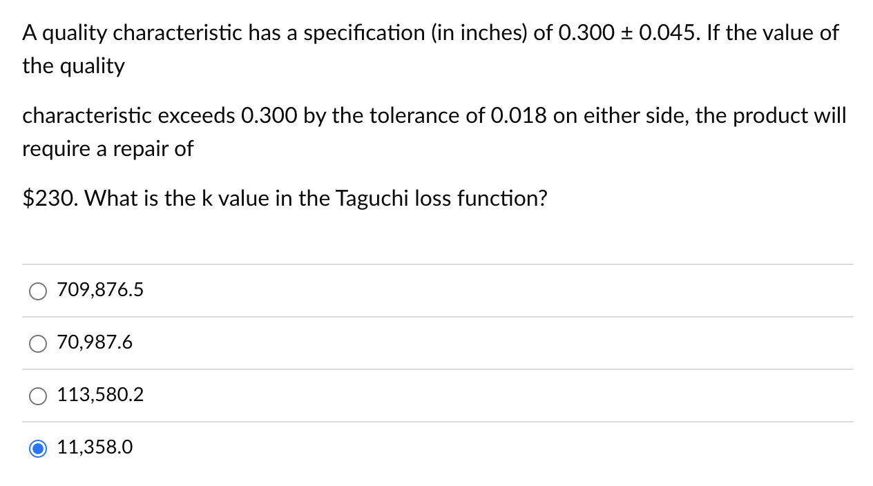 Solved A quality characteristic has a specification (in | Chegg.com
