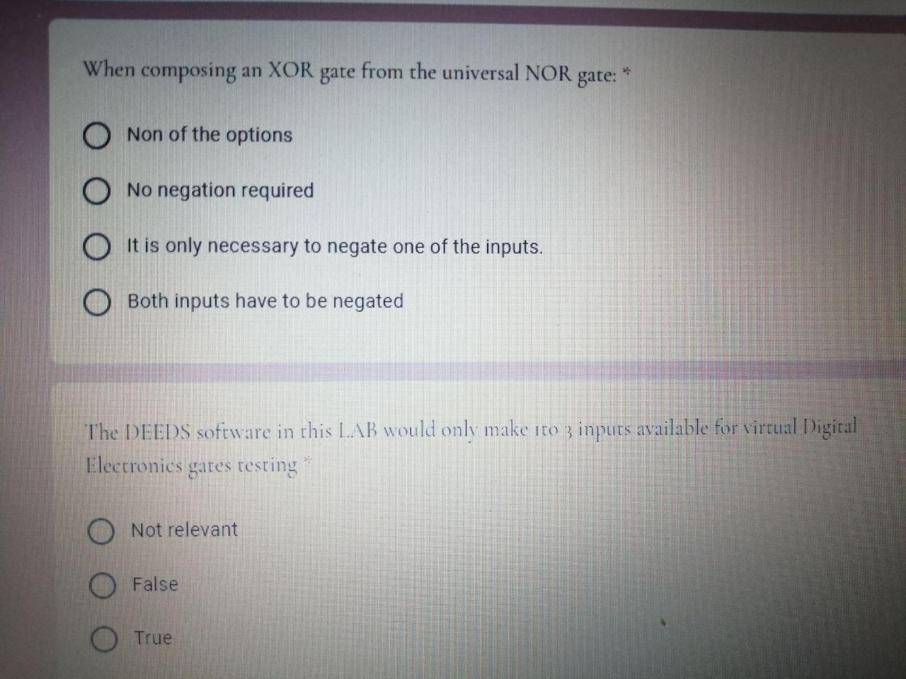 Solved When composing an XOR gate from the universal NOR | Chegg.com