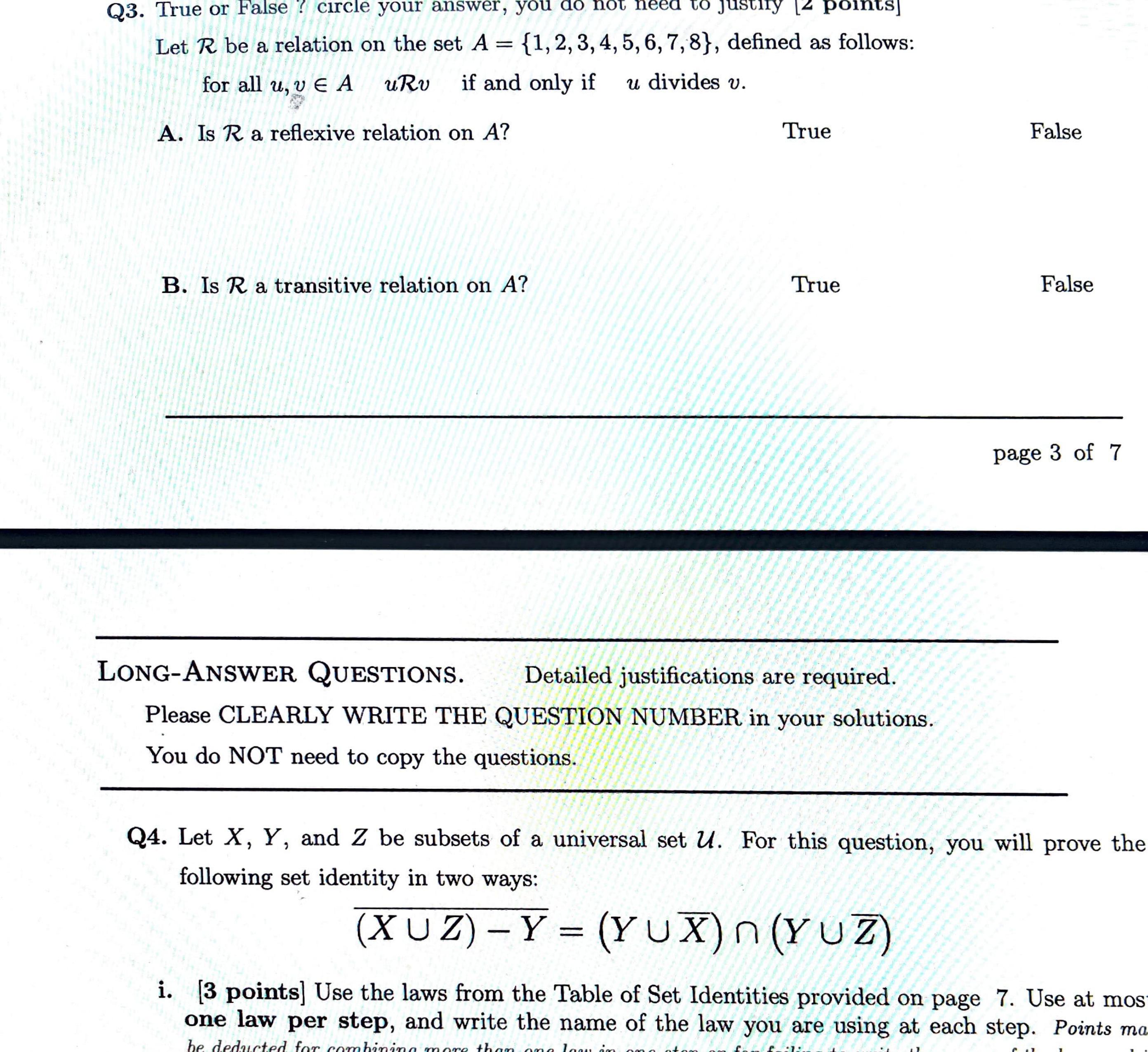 Solved Q6. Let R be a relation on the set R defined by the | Chegg.com