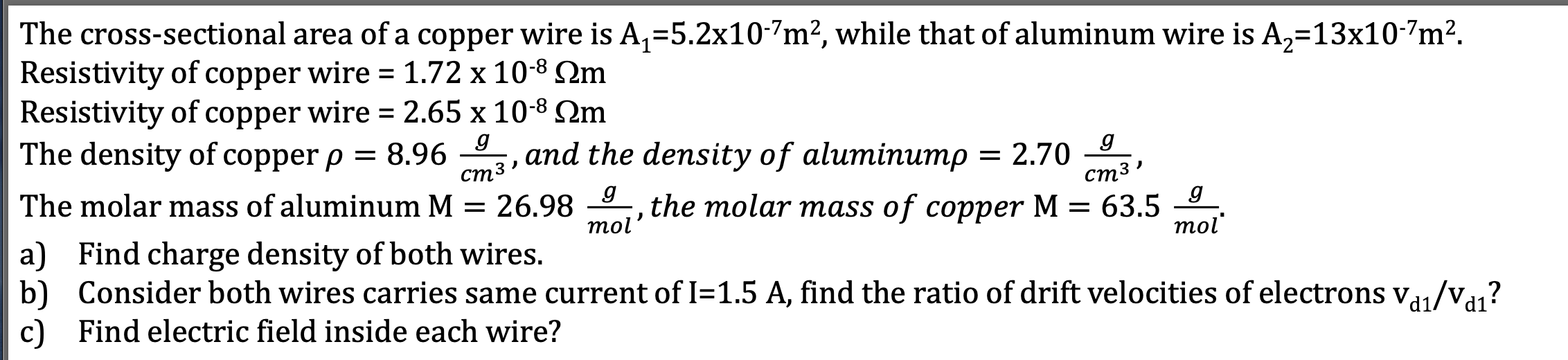 The cross-sectional area of a copper wire is | Chegg.com