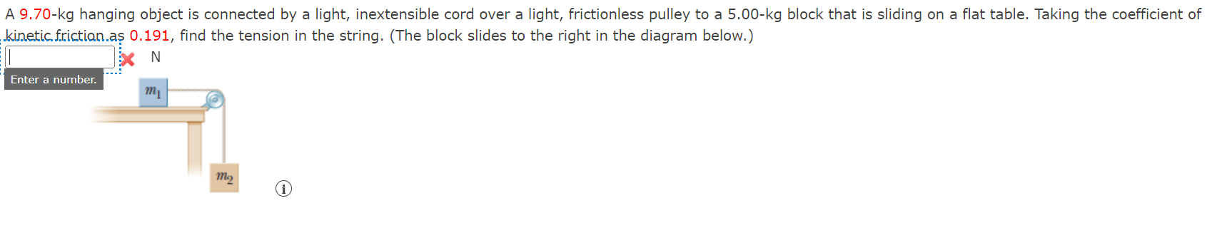 Solved A 9.70−kg hanging object is connected by a light, | Chegg.com