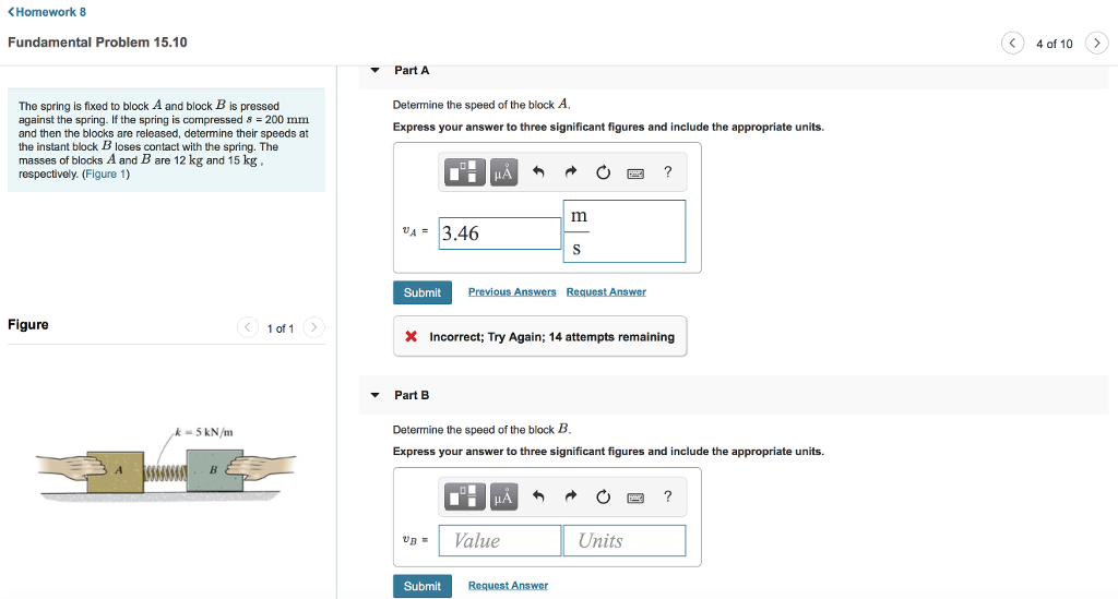 Solved Part A Determine the speed of the block A, Express | Chegg.com