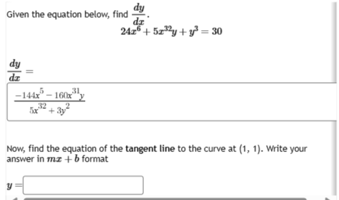 Solved Given the equation below, find dxdy. 24x6+5x32y+y3=30 | Chegg.com