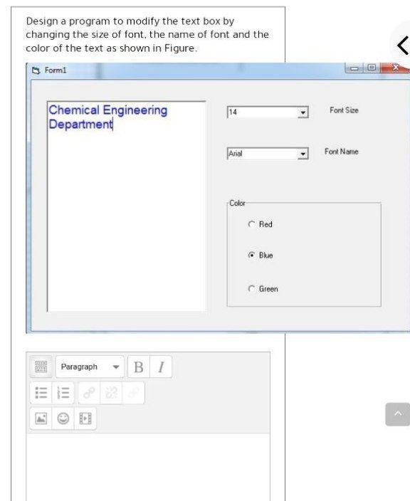 Solved Design a program to modify the text box by changing | Chegg.com