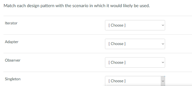 Solved Match each design pattern with the scenario in which | Chegg.com