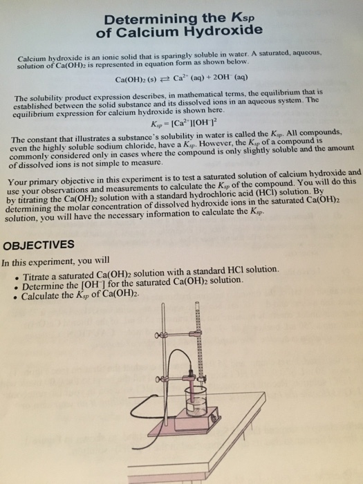 Solved Determining the Ksp of Calcium Hydroxide Calcium | Chegg.com