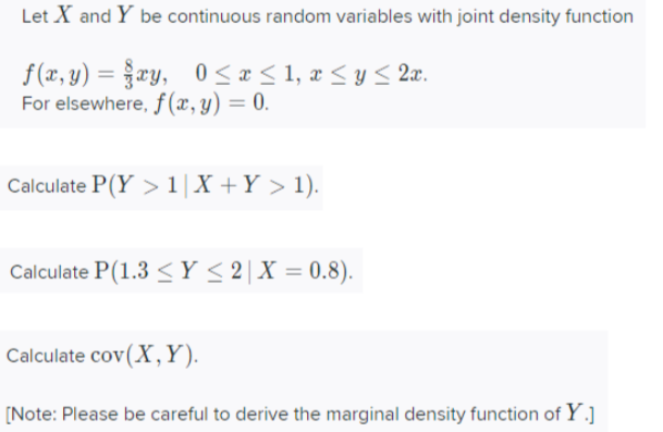 Solved Let X and Y be continuous random variables with joint | Chegg.com