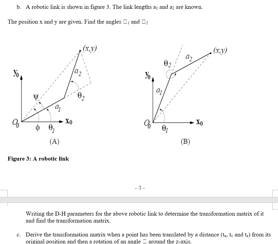 b. A robotic link is shown in figure 3. The link | Chegg.com