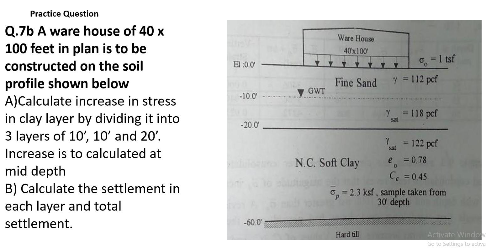 Solved Q.7b A ware house of 40x 100 feet in plan is to be | Chegg.com