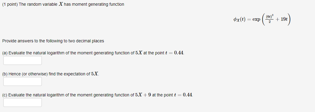 Solved The random variable x ﻿has moment generating | Chegg.com