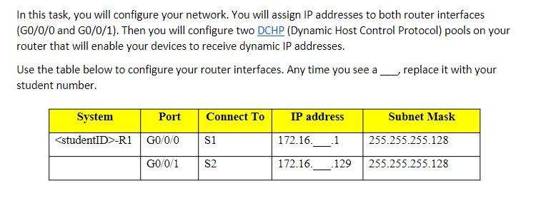 Solved In this task, you will configure your network. You | Chegg.com