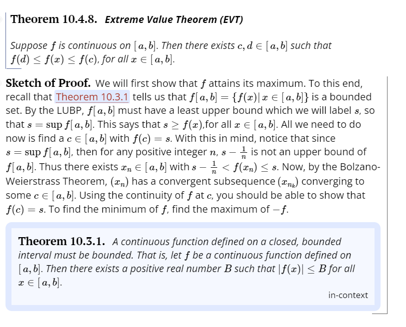 Solved Theorem 10.4.8. Extreme Value Theorem (EVT) Suppose f | Chegg.com