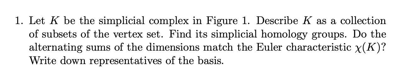 Solved 1 Let K Be The Simplicial Complex In Figure 1
