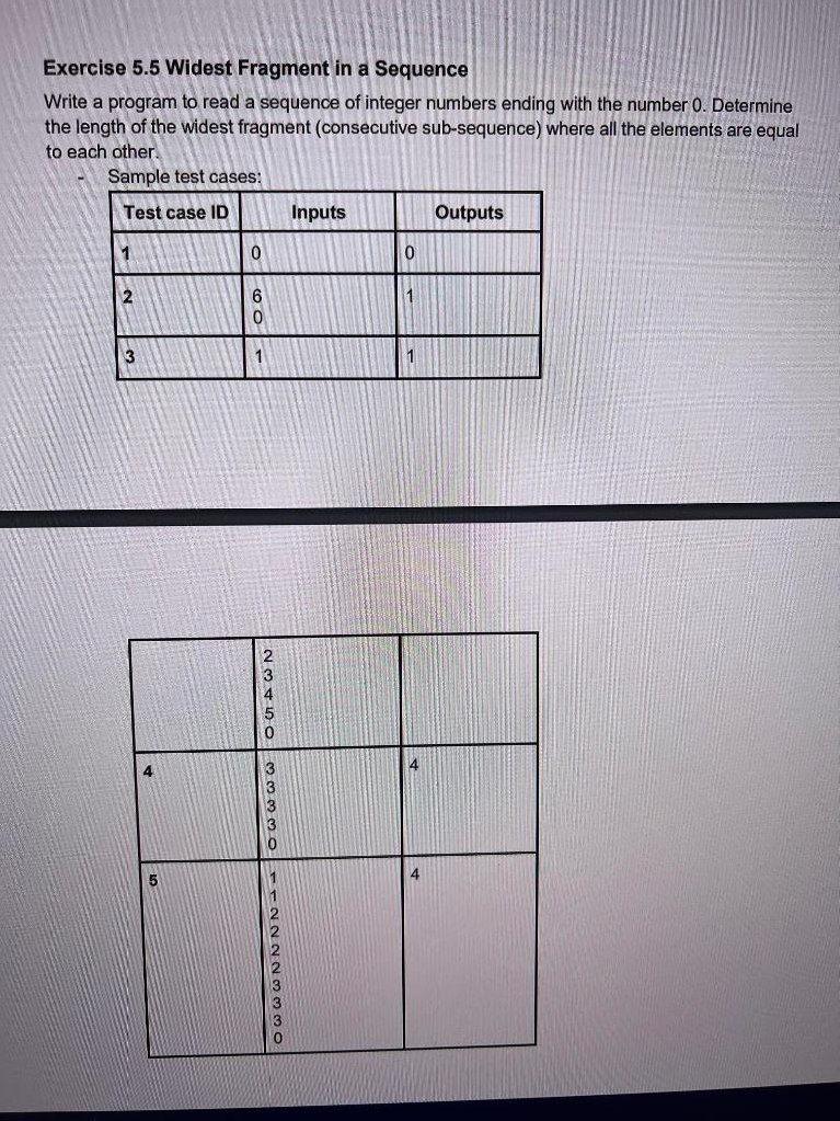 Solved Exercise 5.5 Widest Fragment in a Sequence Write a | Chegg.com