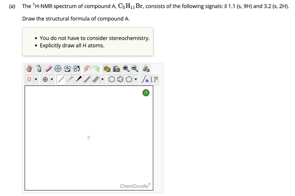 Solved (a) The 1H-NMR spectrum of compound A,C5H11Br, | Chegg.com