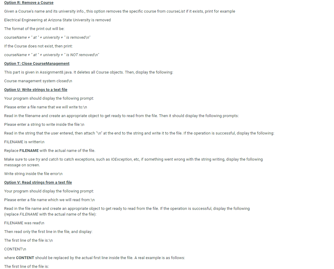 Assignment8.java (**partially given, need to add more | Chegg.com