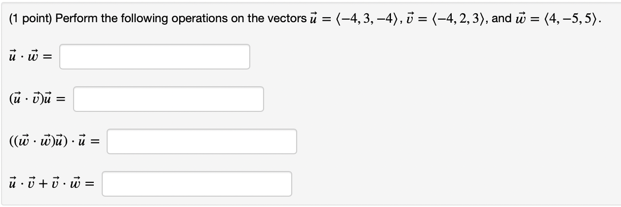 Solved (1 point) Perform the following operations on the | Chegg.com