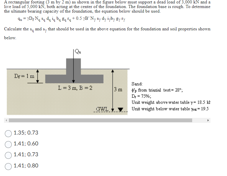 Solved A rectangular footing (3 m by 2 m) as shown in the | Chegg.com