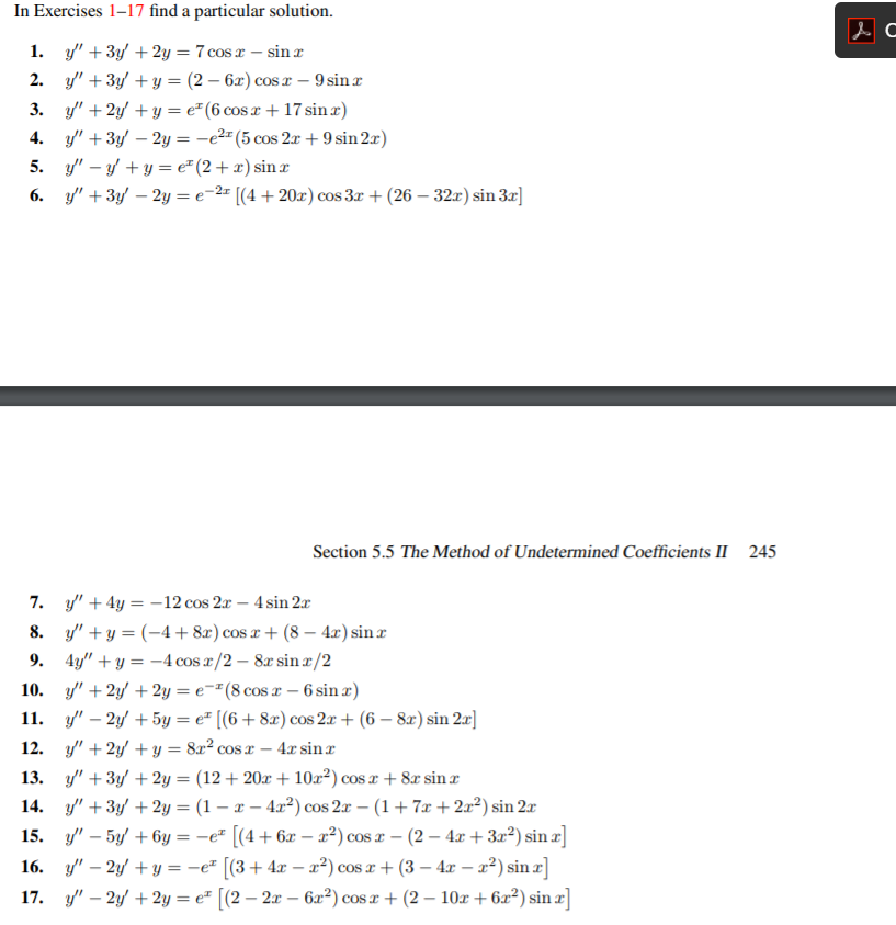 Solved In Exercises 1-17 find a particular solution. 1. y' + | Chegg.com