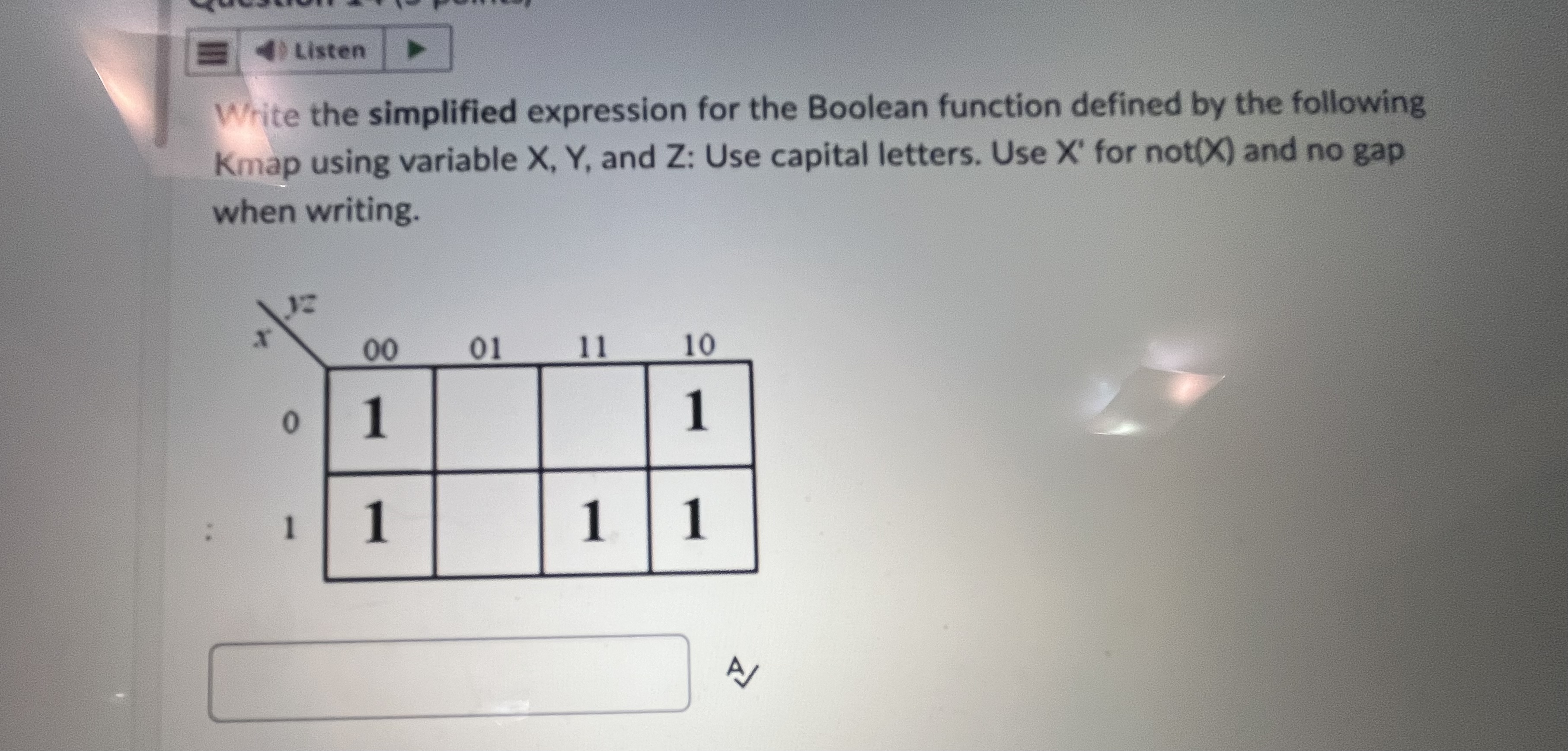 Solved Write the simplified expression for the Boolean | Chegg.com