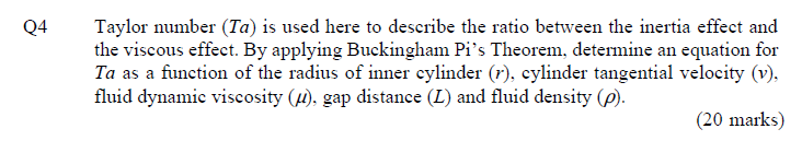 Solved Q4 Taylor number (Ta) is used here to describe the | Chegg.com