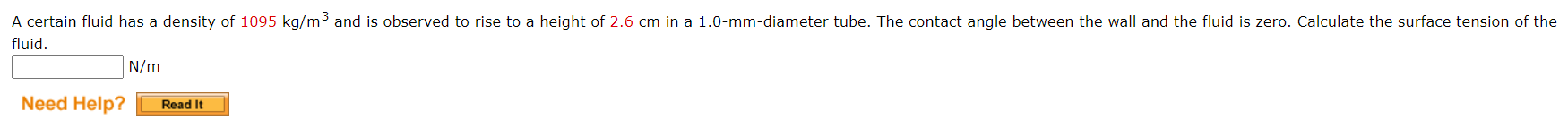 Solved A certain fluid has a density of 1095 kg/m3 and is | Chegg.com