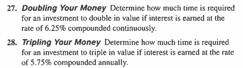 Solved 27. Doubling Your Money Determine how much time is | Chegg.com
