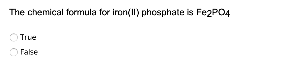 Solved The chemical formula for iron(II) phosphate is Fe2P04 | Chegg.com