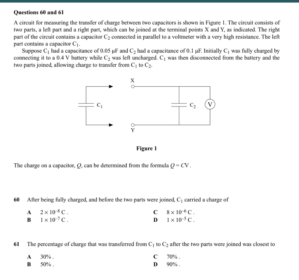 Solved A circuit for measuring the transfer of charge | Chegg.com