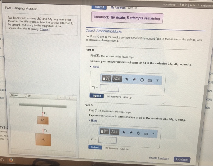 Solved Two Hanging Masses Case 1: Blocks at rest For Parts A | Chegg.com