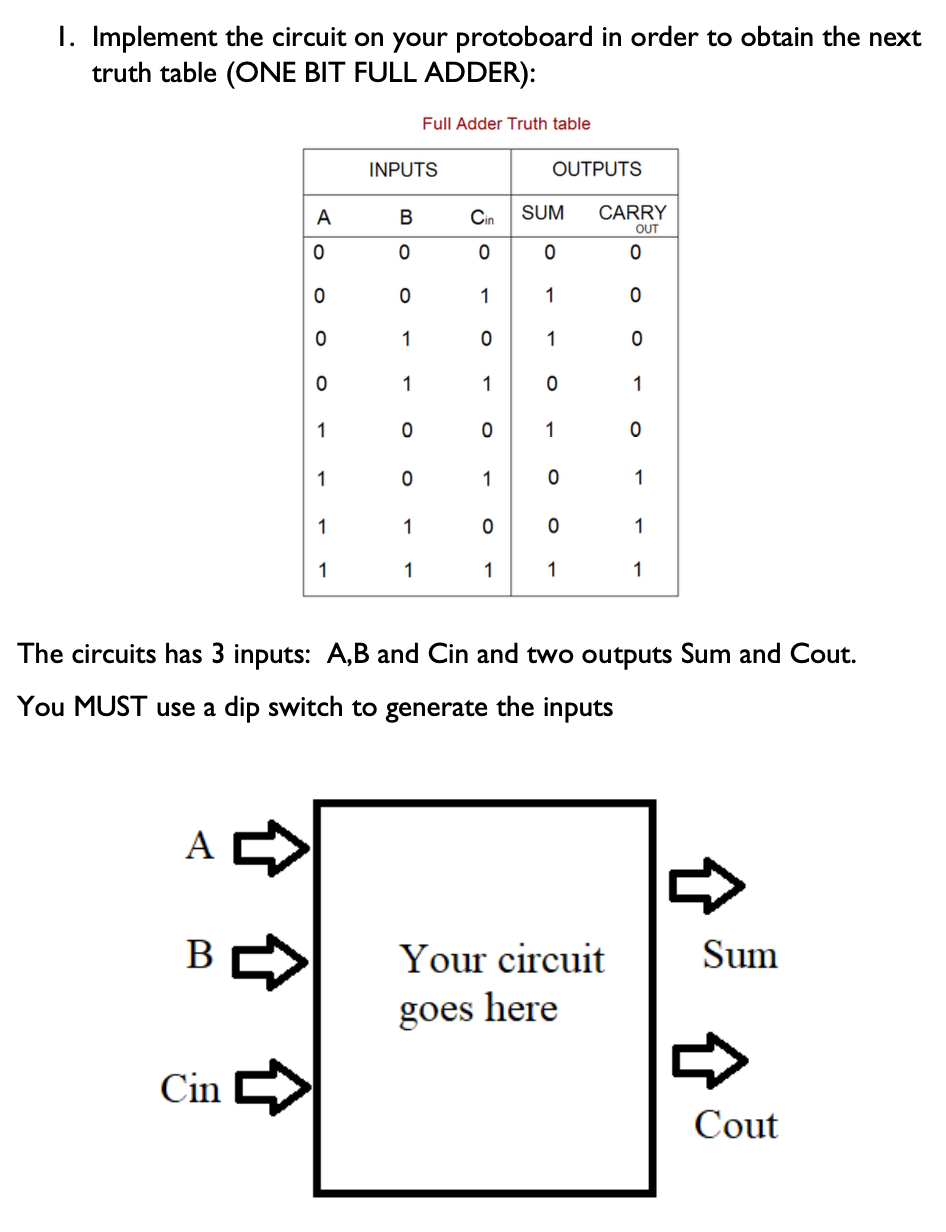 Solved I. Implement the circuit on your protoboard in order | Chegg.com
